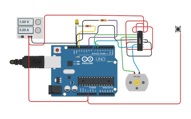 Circuit Design Actividad 4 Motores Y Pulsador Con Arduino Tinkercad