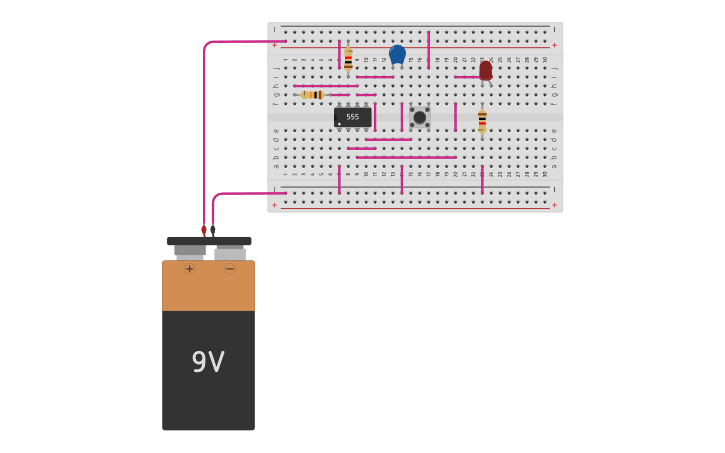 Circuit design 555 Timer LED Blinking - Tinkercad