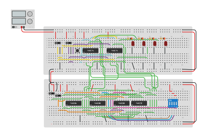 Circuit design Parallel In Parallel Out | Tinkercad