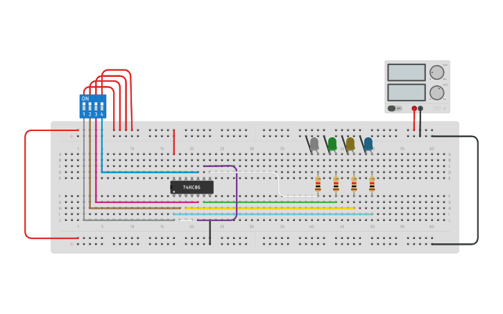 Circuit design Binary to Gray Code Converter - Tinkercad