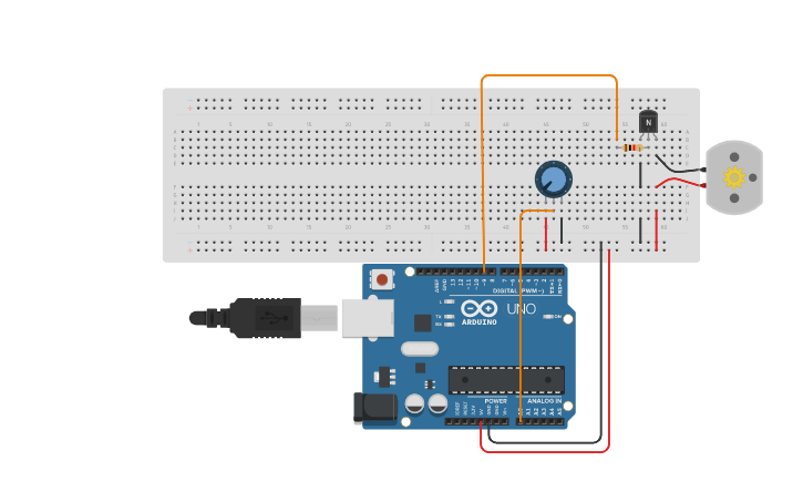 Circuit design Motor de corriente continua | Tinkercad