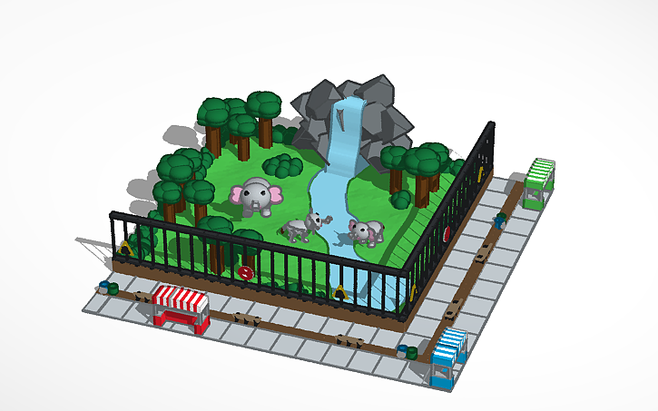 3D design elephant zoo - Tinkercad