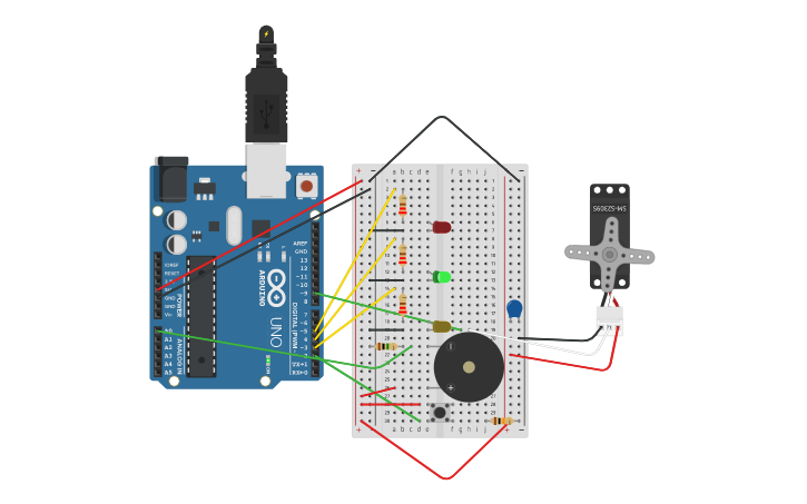 Circuit design #11 Mecanismo de Bloqueo Secreto - Tinkercad
