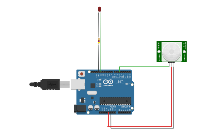 Circuit design PIR MOTION SENSOR - Tinkercad