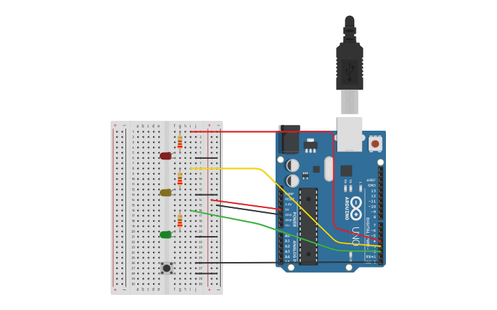 Circuit design traffic light - Tinkercad