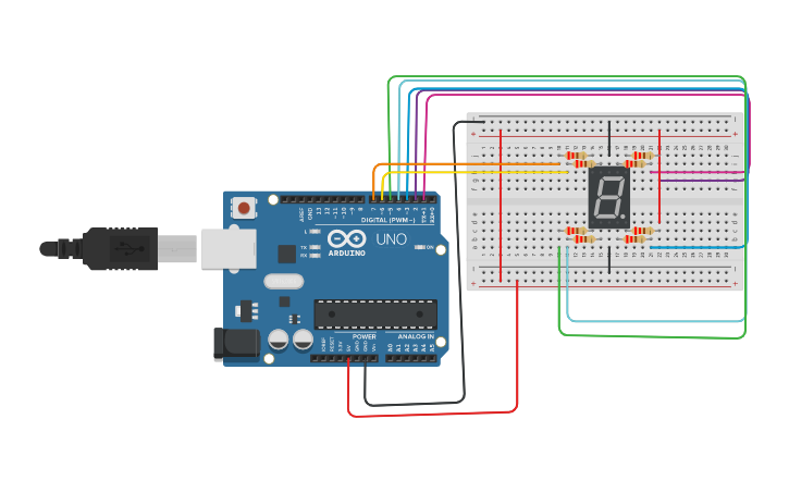 Circuit design DISPLAY 7 SEGMENTOS DANA VALERIA | Tinkercad