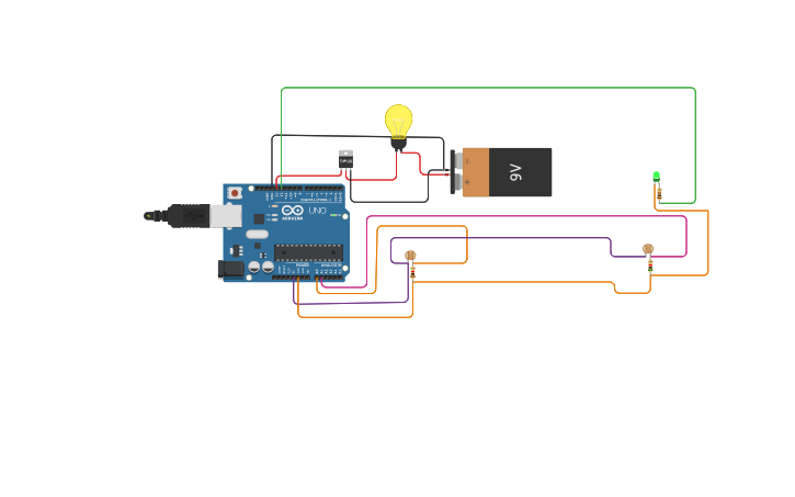 Circuit design Automatic lamp using aurdino | Tinkercad