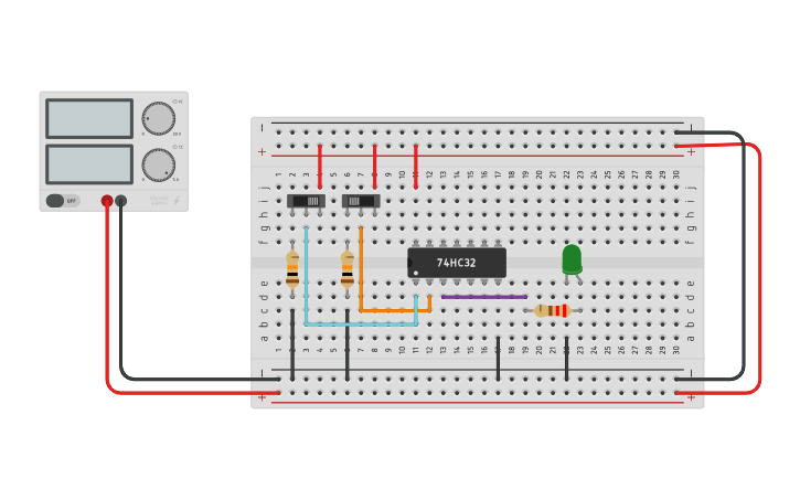 Circuit design FUNCION OR - Tinkercad