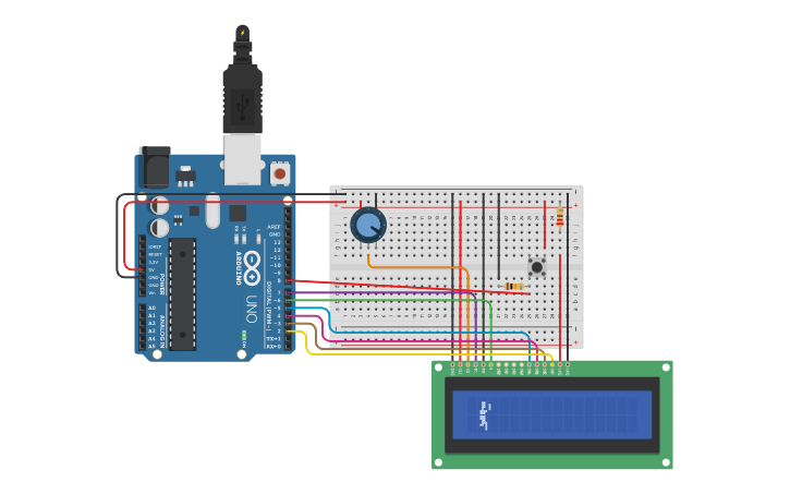 Circuit design LCD + Caracteres - Tinkercad