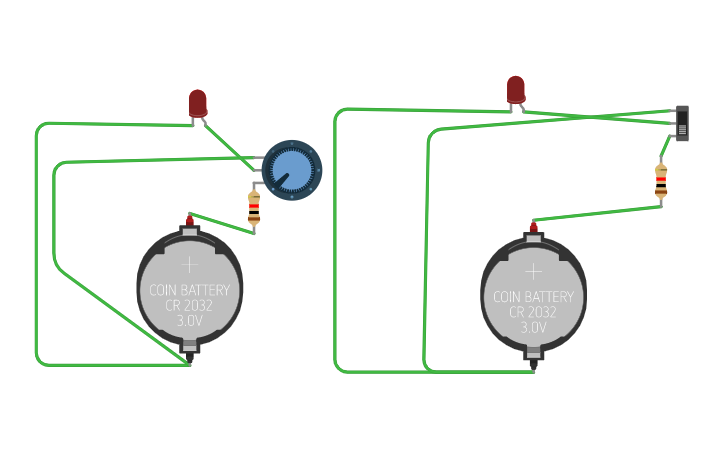 Circuit design use of coin battery - Tinkercad