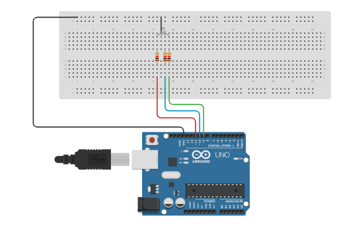 Circuit design Led rgb - Tinkercad