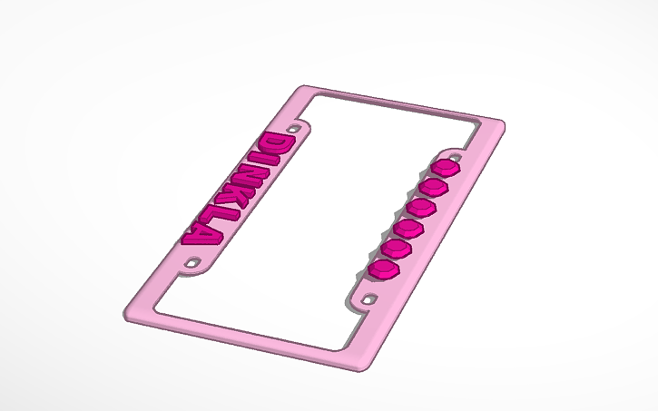3D design license plate - Tinkercad