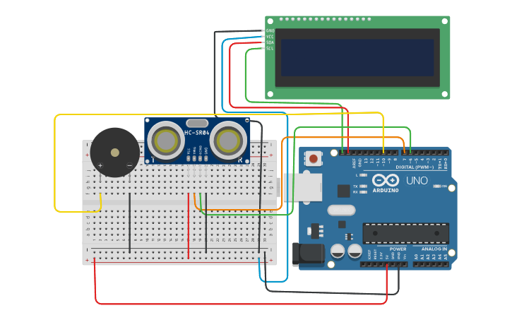 Circuit design ultrasonic - Tinkercad