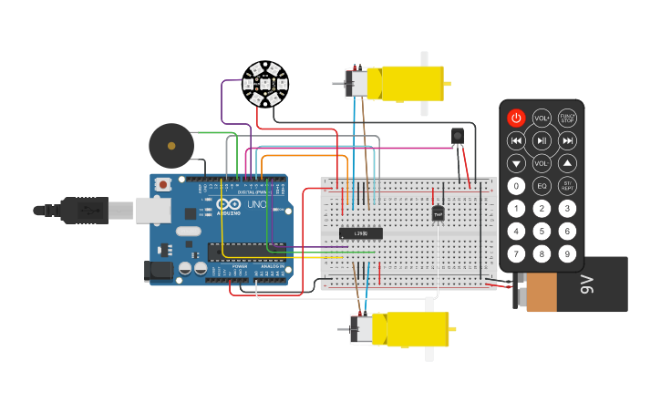 Circuit design Robot Bombeiro | Tinkercad