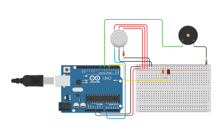 Circuit design Gas Detector Circuit - Tinkercad