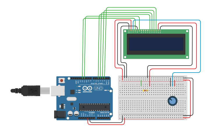 Circuit design Exemplo: Display LCD - Tinkercad