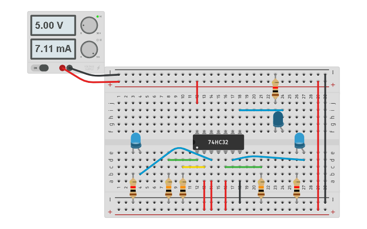 Circuit design circuito 74hc32 - Tinkercad