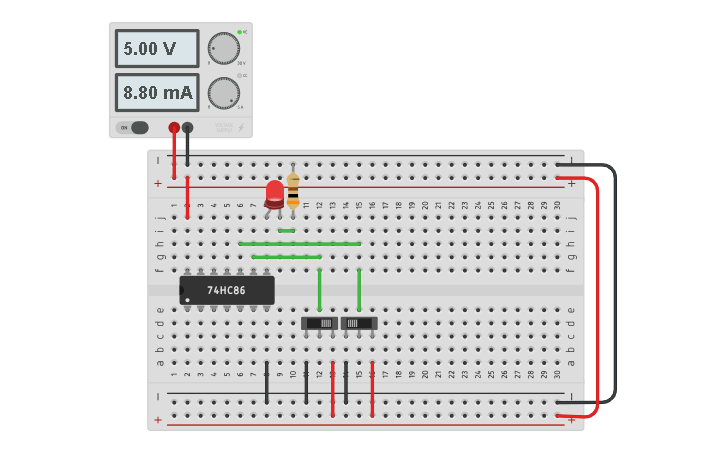 Circuit design 7486 XOR Gate - Tinkercad