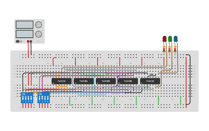 Circuit design 8 to 3 encoder - Tinkercad