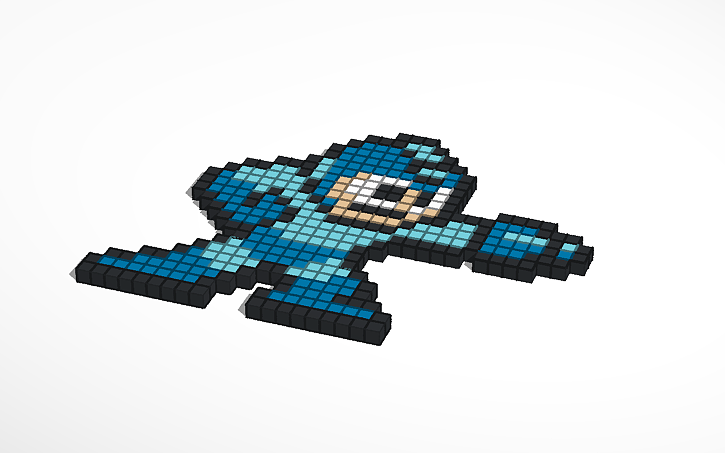 3D design Mega man pixel art!! 200 like special. | Tinkercad