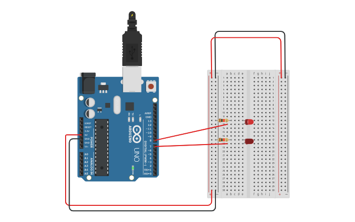 Circuit design Blinking LED - Tinkercad