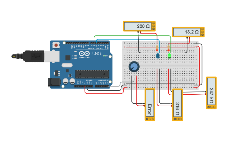 Circuit design potenciómetro. | Tinkercad