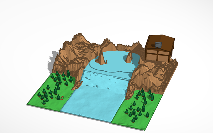 3D design waterfall house - Tinkercad