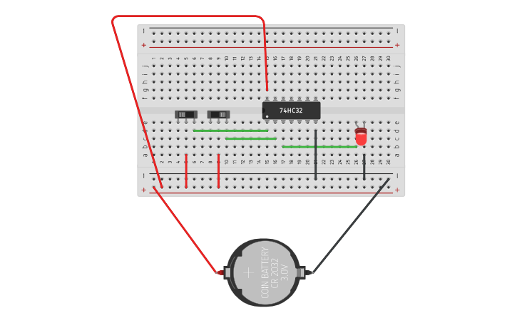 Circuit design Puertas OR - integrado 7432 | Tinkercad
