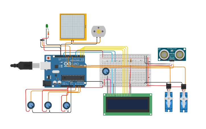 Circuit design Adaptive Cruise Control System - Tinkercad Circuit design Adaptive Cruise Control System - Tinkercad