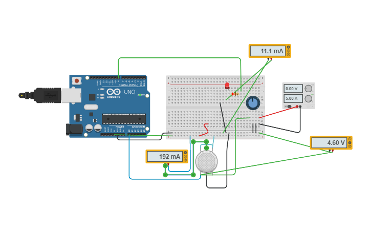 Circuit design MQ2 - Tinkercad