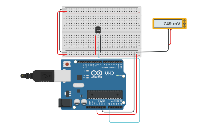 Circuit design Thermistor - Tinkercad
