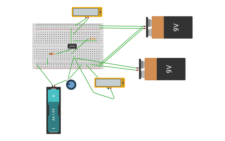 Circuit design Op-amp - Tinkercad