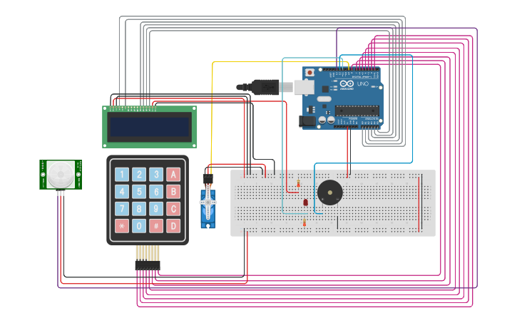 Circuit design digital keypad lock system - Tinkercad