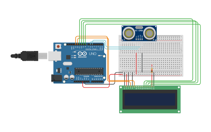 Circuit design Medidor de distancia Herrera | Tinkercad Circuit design Medidor de distancia Herrera | Tinkercad