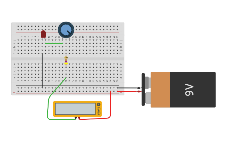 Circuit design Potentiometer with Ammeter - Tinkercad Circuit design Potentiometer with Ammeter - Tinkercad