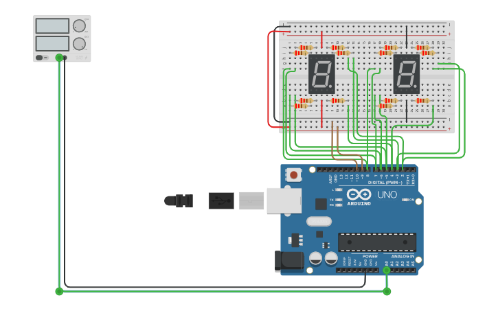 Circuit design Display 7 Seg Dec | Tinkercad