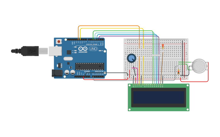 Circuit design Gas detection - Tinkercad