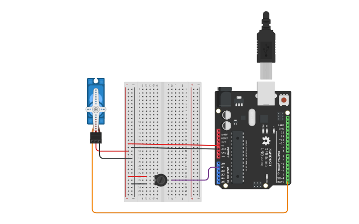 Circuit Design Servo Vs Potentiometer And Arduino Tinkercad