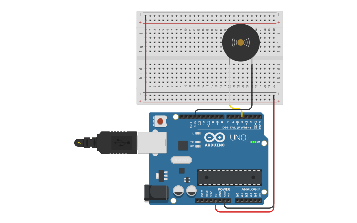 Circuit design Actividad de notas musicales en Arduino | Tinkercad