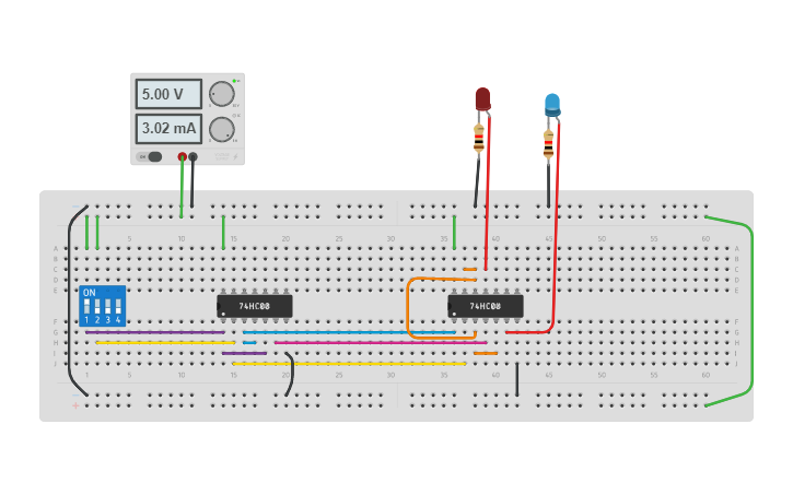 Circuit design Half subtractor using NAND gates - Tinkercad