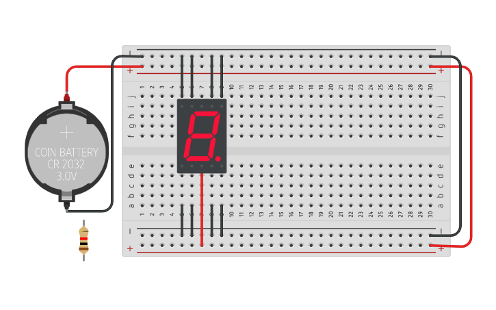 Circuit design Light up a 7 Segment Display - Tinkercad