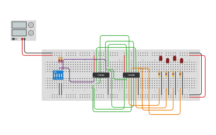 Circuit design 1) 1-of-4 decoder - Tinkercad