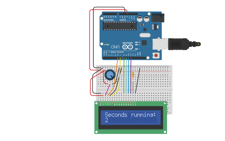 Circuit design LCD Example - Tinkercad