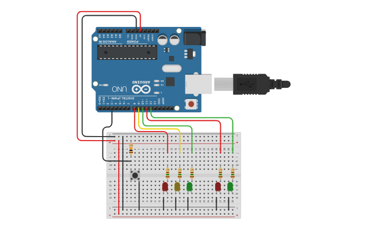 Circuit design Desafio SEMAFORO - Tinkercad
