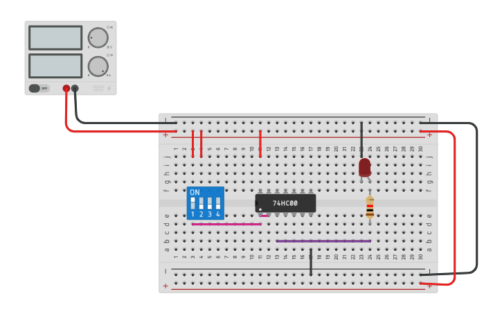 Circuit design NOT Gate using NAND Gate - Tinkercad