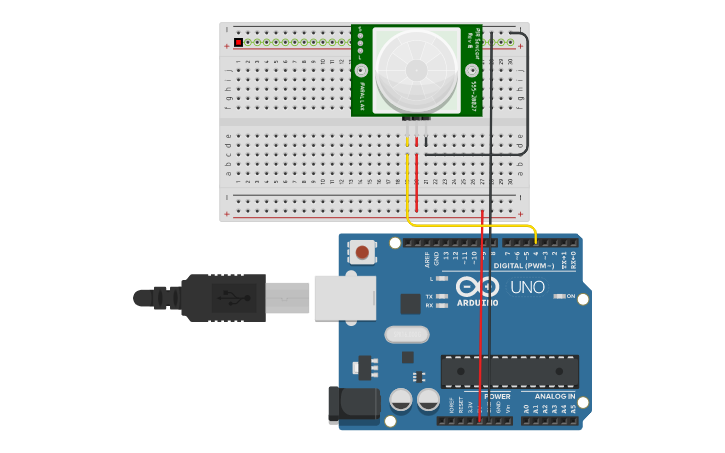 Circuit Design Conexiones De Un Sensor Pir Hc Sr501 Tinkercad