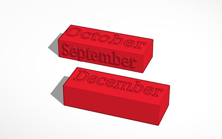 3D design Calendar Blocks 3 - Tinkercad