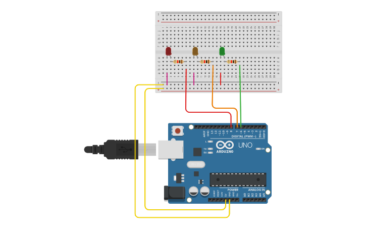 Circuit design TRAFFIC LIGHT - Tinkercad
