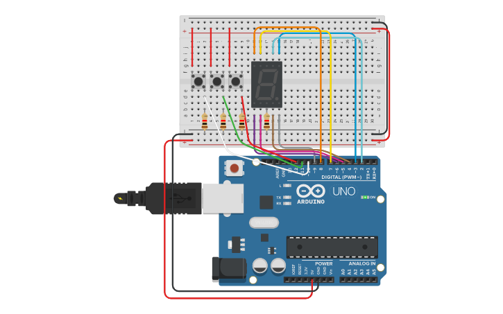 Circuit design Exercice 2 Seven Segment | Tinkercad