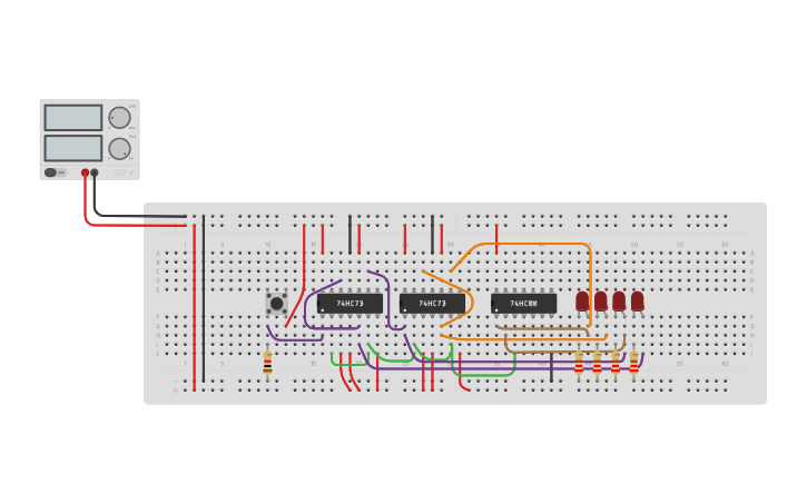 Circuit design EE381 Lab2 (Decade Asynchronous Counter) - Tinkercad